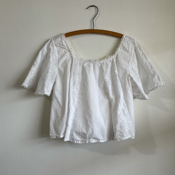 Cara Loren | Tops | Cara Loren White Eyelet Floral Oversized Trapeze ...